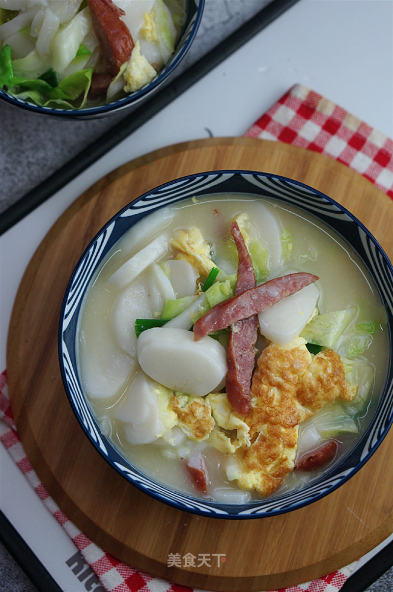 Beef Intestine and Egg Soup Rice Cake Recipe - Simple Chinese Food